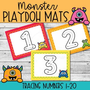 Monster Number Tracing Worksheets, Numbers 1-20, Preschool ...
