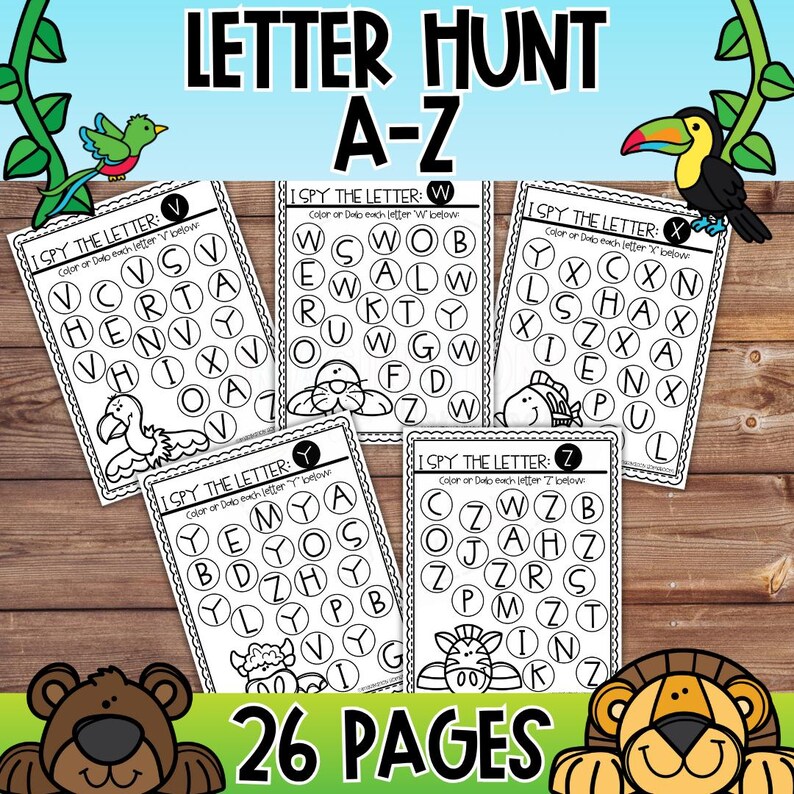 Zoo I Spy Alphabet Worksheets, Uppercase Letter Recognition, Zoo ...