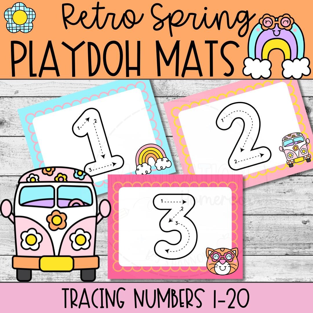 Retro Spring Number Tracing Worksheets, Numbers 1-20, Preschool ...