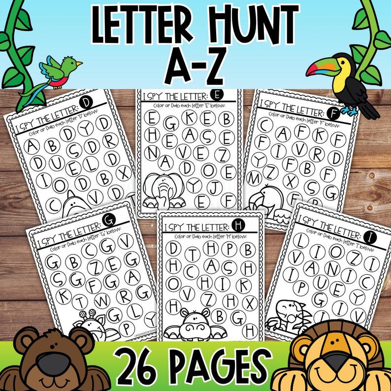 Zoo I Spy Alphabet Worksheets, Uppercase Letter Recognition, Zoo ...