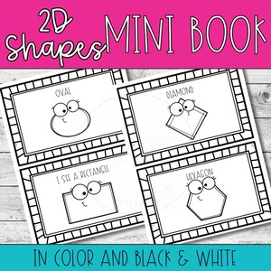 Printable 2D Shapes Mini Book for Kindergarten and Preschool, Simple ...