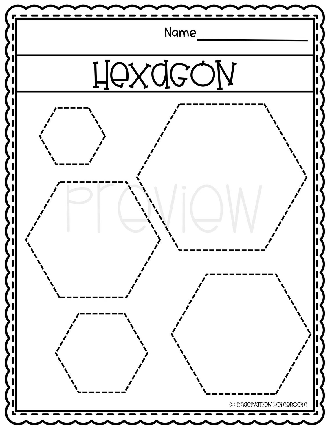 Hexagon Shape Tracing Worksheets for Preschool and Pre-k Fine Motor ...