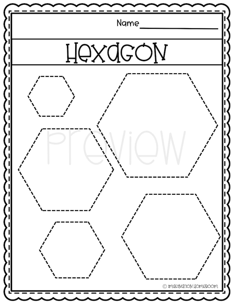Hexagon Shape Tracing Worksheets for Preschool and Pre-k Fine Motor ...