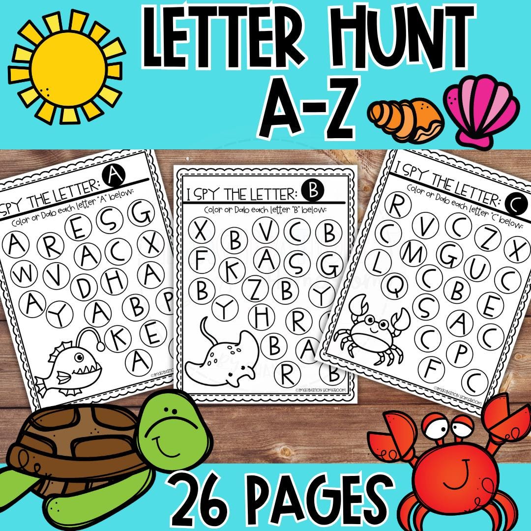 Ocean Animals I Spy Alphabet Worksheets, Uppercase Letter Recognition ...