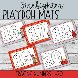 Firefighter Number Tracing Worksheets, Numbers 1-20, Preschool ...