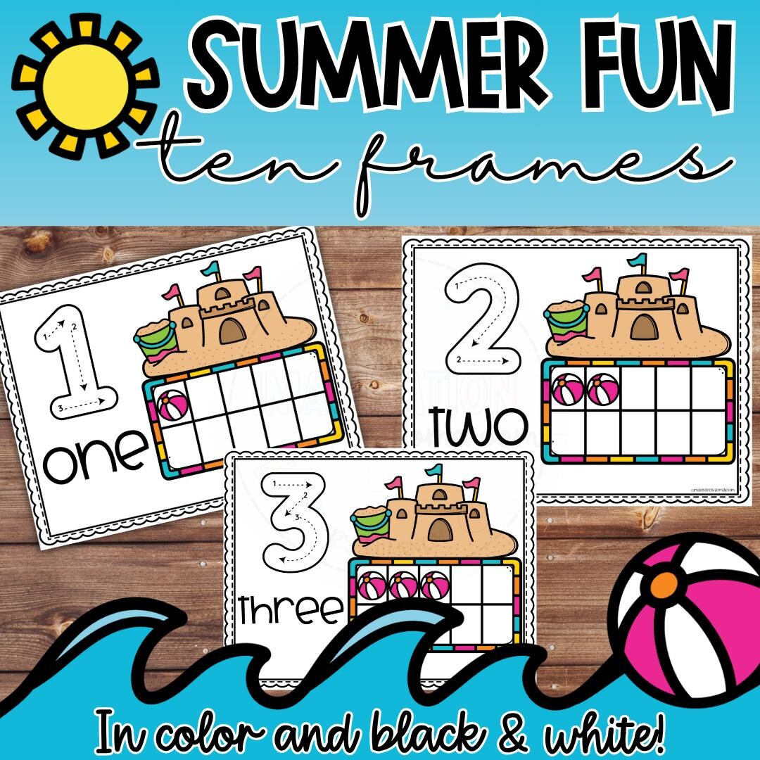 Summer Sandcastle Playdoh Ten Frame Mats for Numbers 1-10 Fine Motor ...