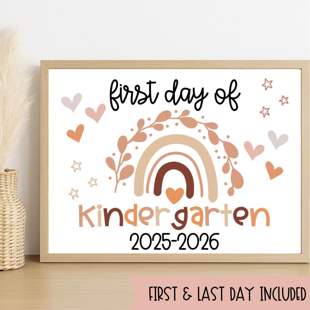 First Day of Kindergarten Sign, Instant Download, Printable School Sign ...