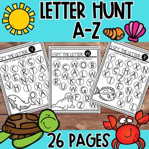 Ocean Animals I Spy Alphabet Worksheets, Uppercase Letter Recognition ...
