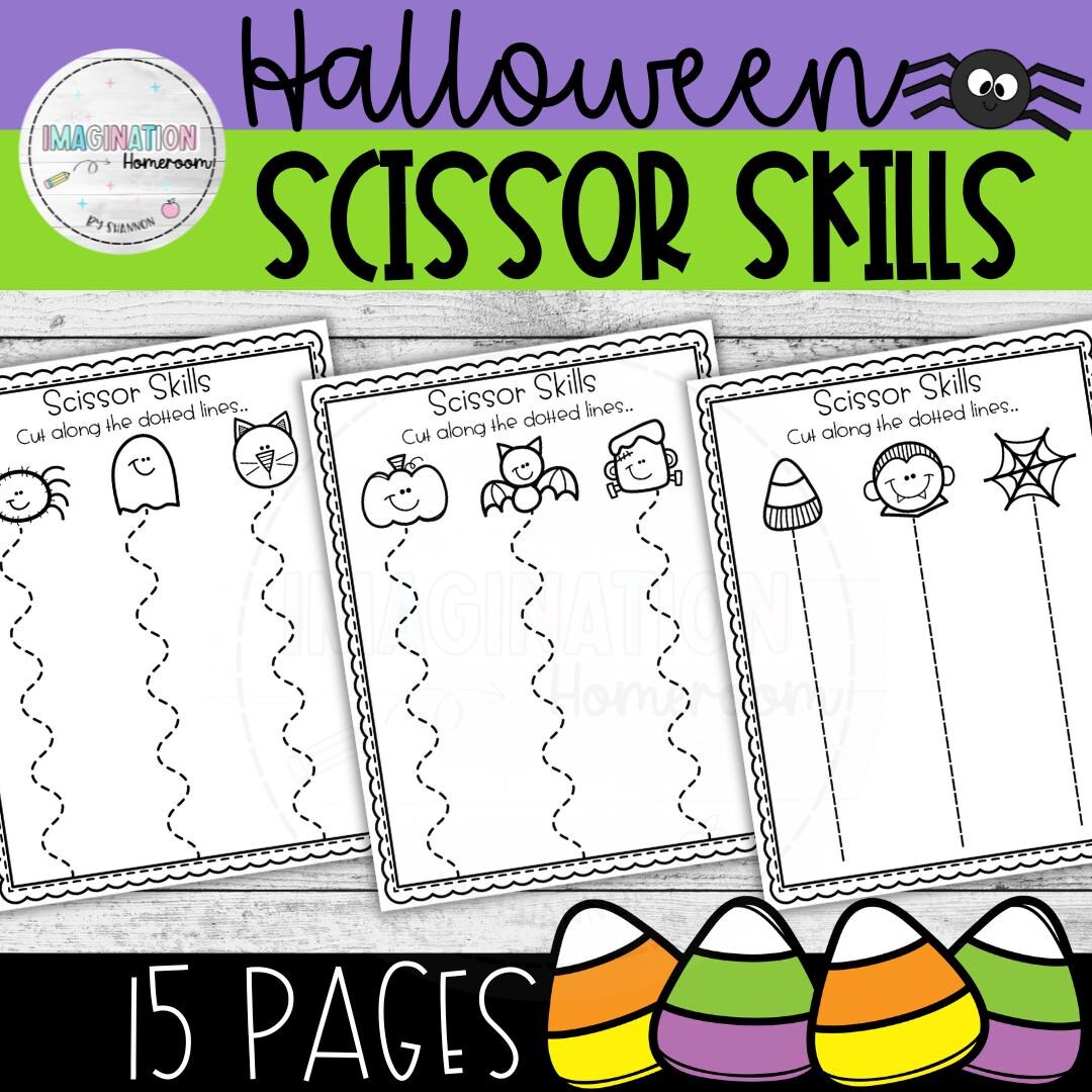 Halloween Scissor Skills Worksheets: Fine Motor Practice (printable PDF ...