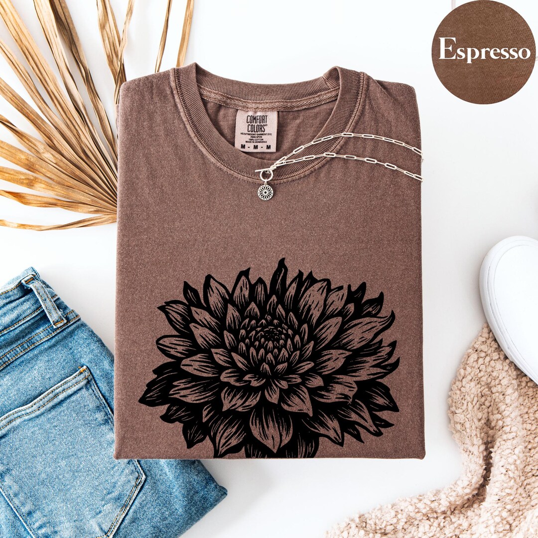 Black Linocut Flower T-shirt, Block Print Graphic Tee, Vintage ...
