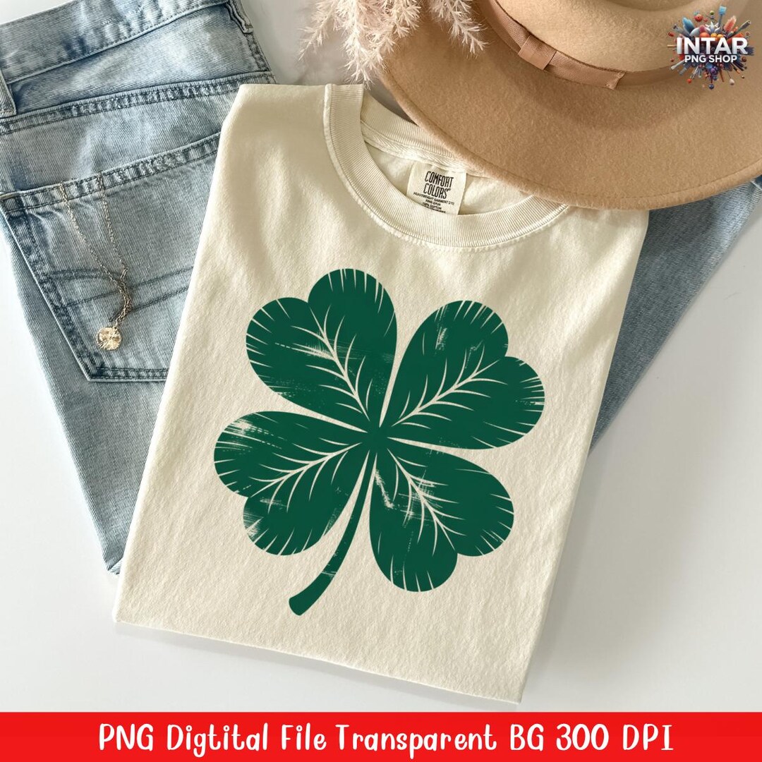 Halftone Four-leaf Clover PNG | Distressed Pixel Shamrock – Preppy St ...