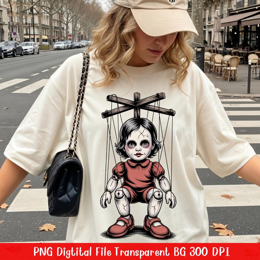 Creepy Puppet Doll PNG | Vintage Marionette Horror Clipart for Shirts ...