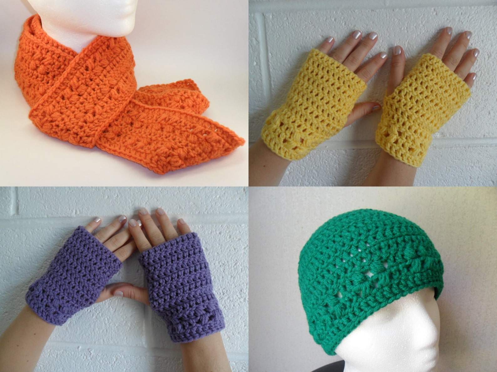 Kylie Hat Scarf and Wristlets Set Digital Download PDF Pattern Beanie ...