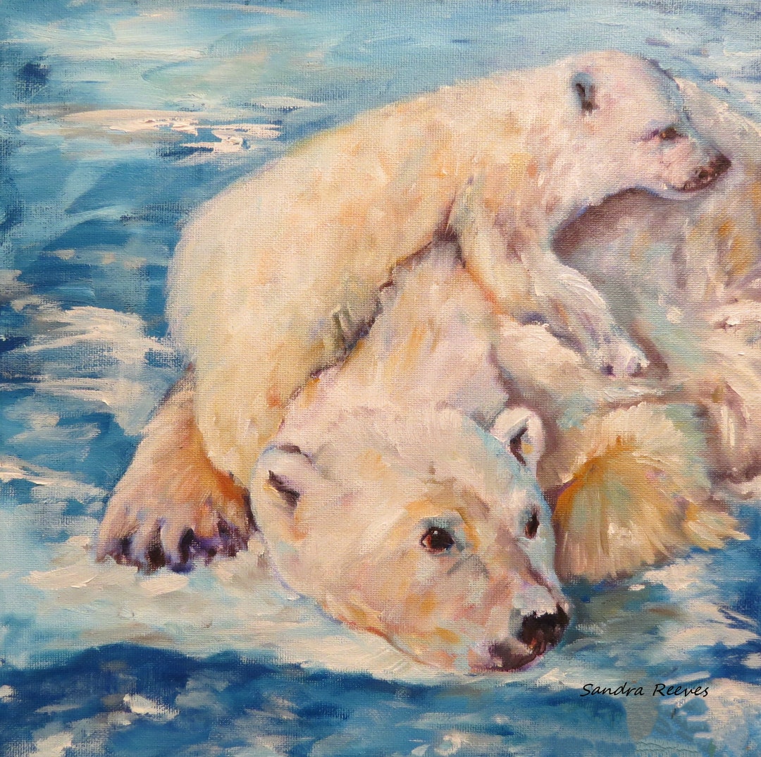 Polar, Bears, Wildlife, Animals, Impressionism, Print of Original ...