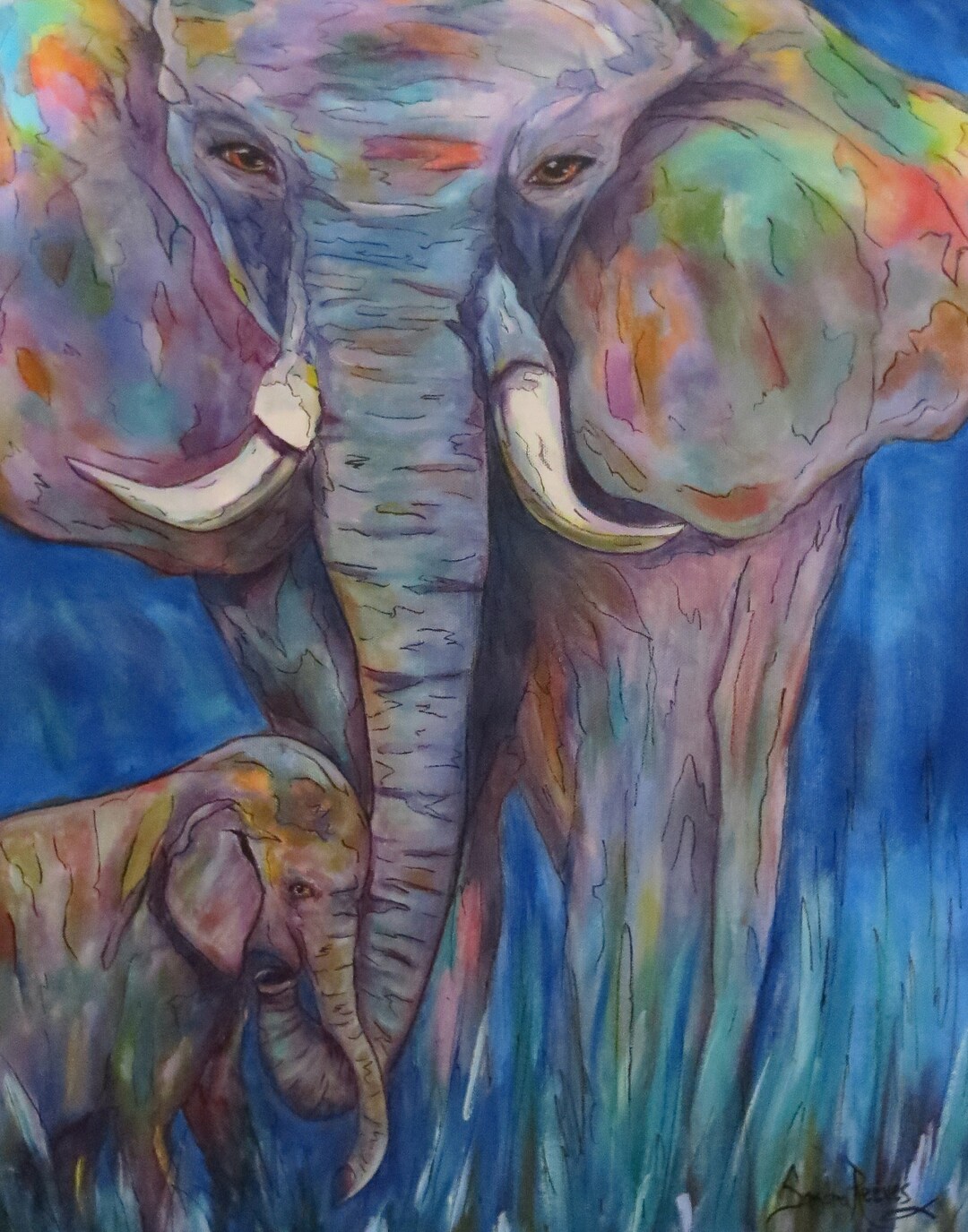 Animal Art Elephants Pop Art Impressionism Modern Original Oil Painting ...