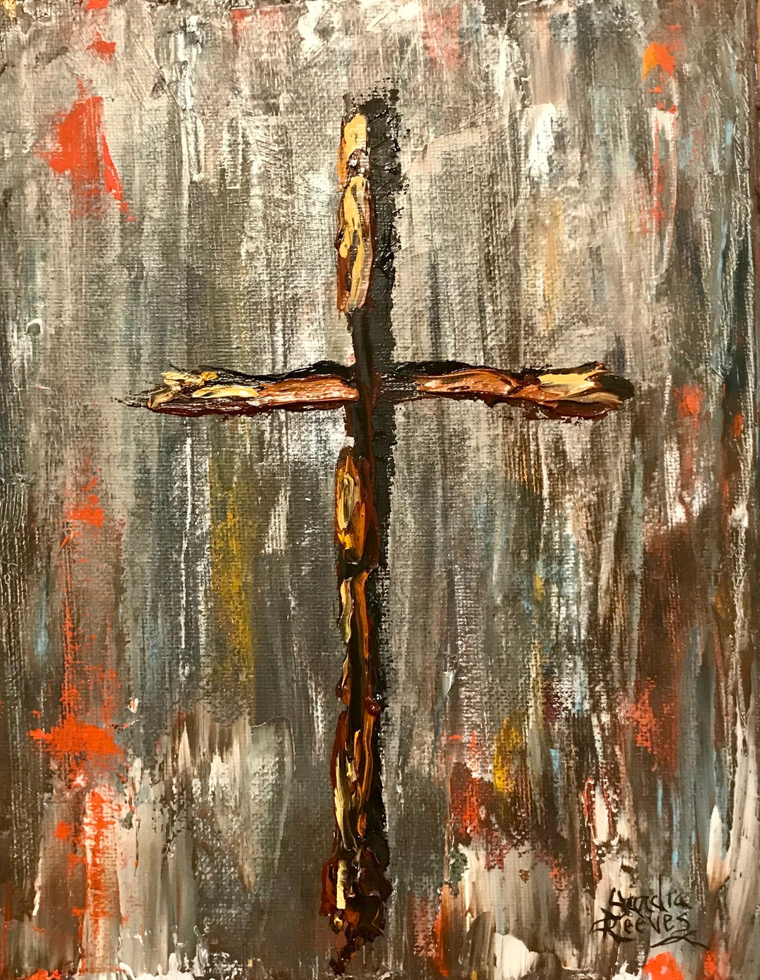 Cross, Christian, Palette Knife, Original Oil Painting, Inspirational ...