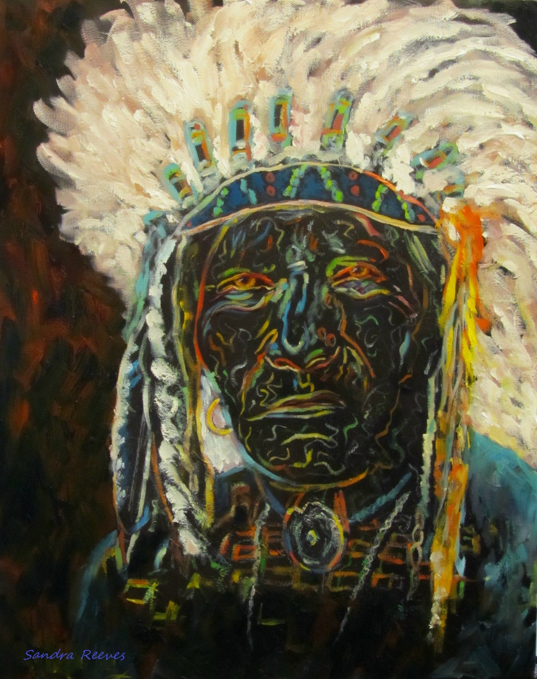 Native American, Indian, Portrait, Chief, Impressionism, Male ...