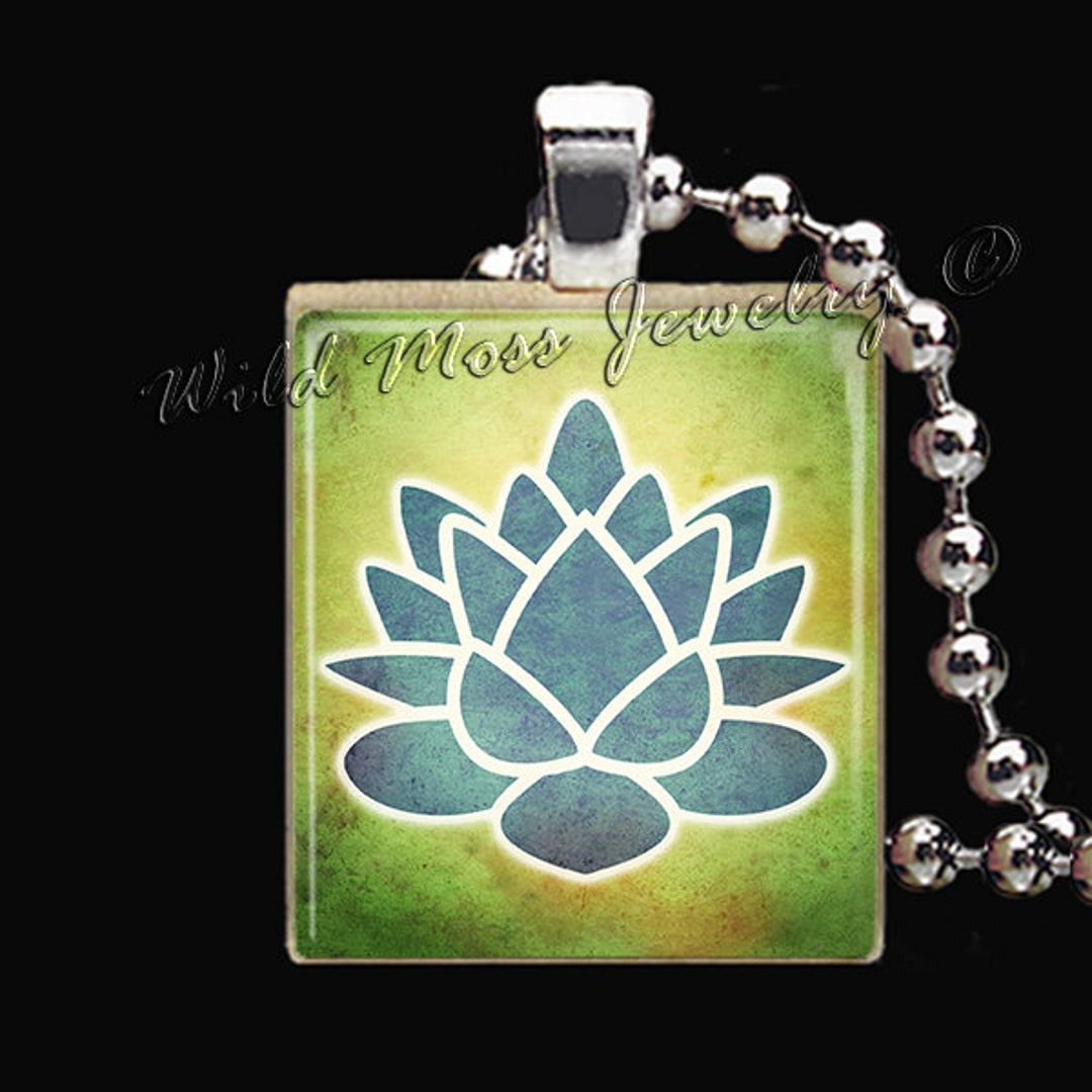 Lotus Flower Scrabble Tile Pendant Necklace Yoga Gift - Etsy