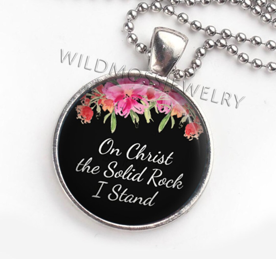On Christ the Solid Rock I Stand Glass Pendant Necklace 24 Chain - Etsy