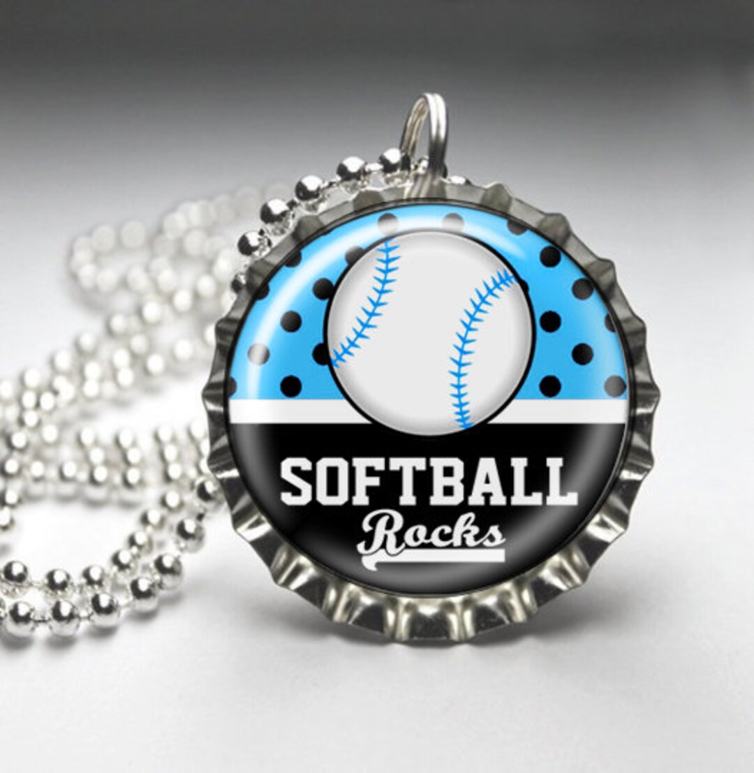 Softball Rocks Series SBR1 Bottle Cap Necklace - Etsy