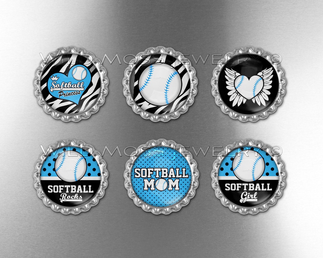 Softball Rocks Bottle Cap Magnet Set of Six - Etsy