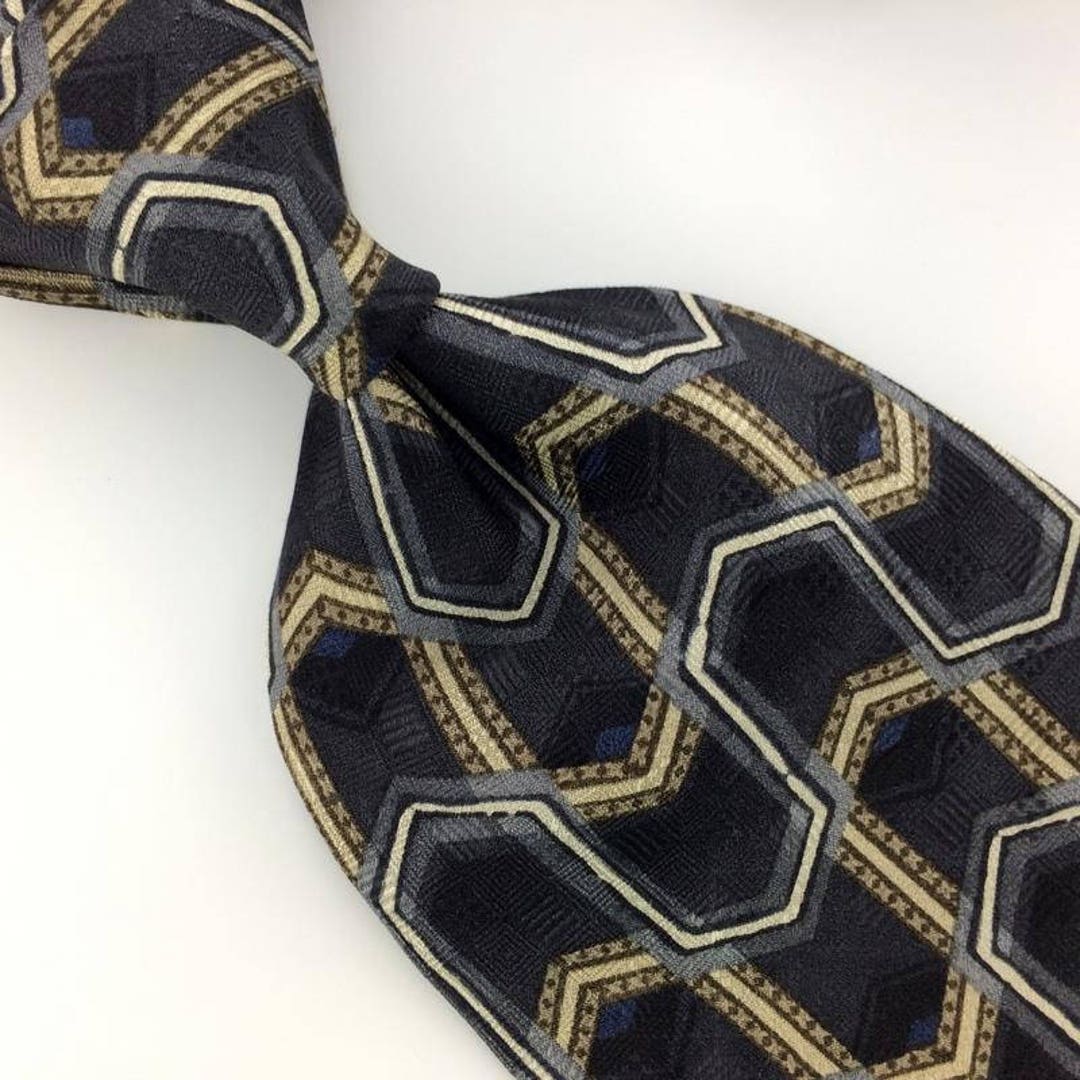 Haggar Clothing Tie Usa Made Geometric Beige Gray Silk Necktie Ties I6 ...