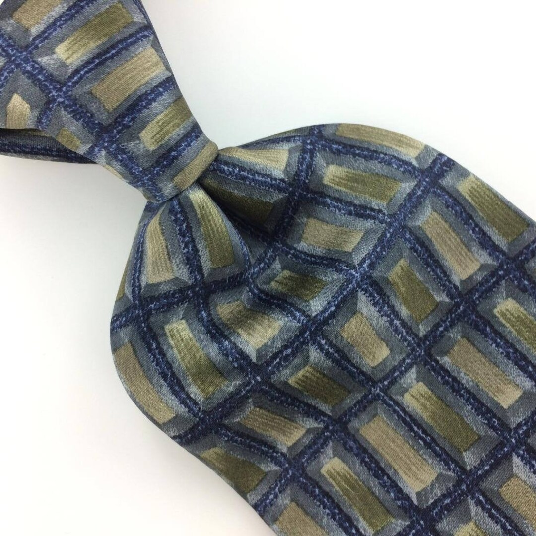 Cocktail Collection Usa Tie Rectangle Grid Gray Blue Silk Necktie Ties ...