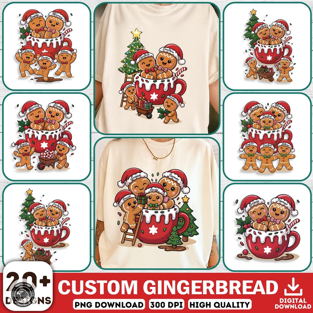 Gingerbread Png Bundle, 20 PNG Christmas 2025, Custom Christmas Png ...
