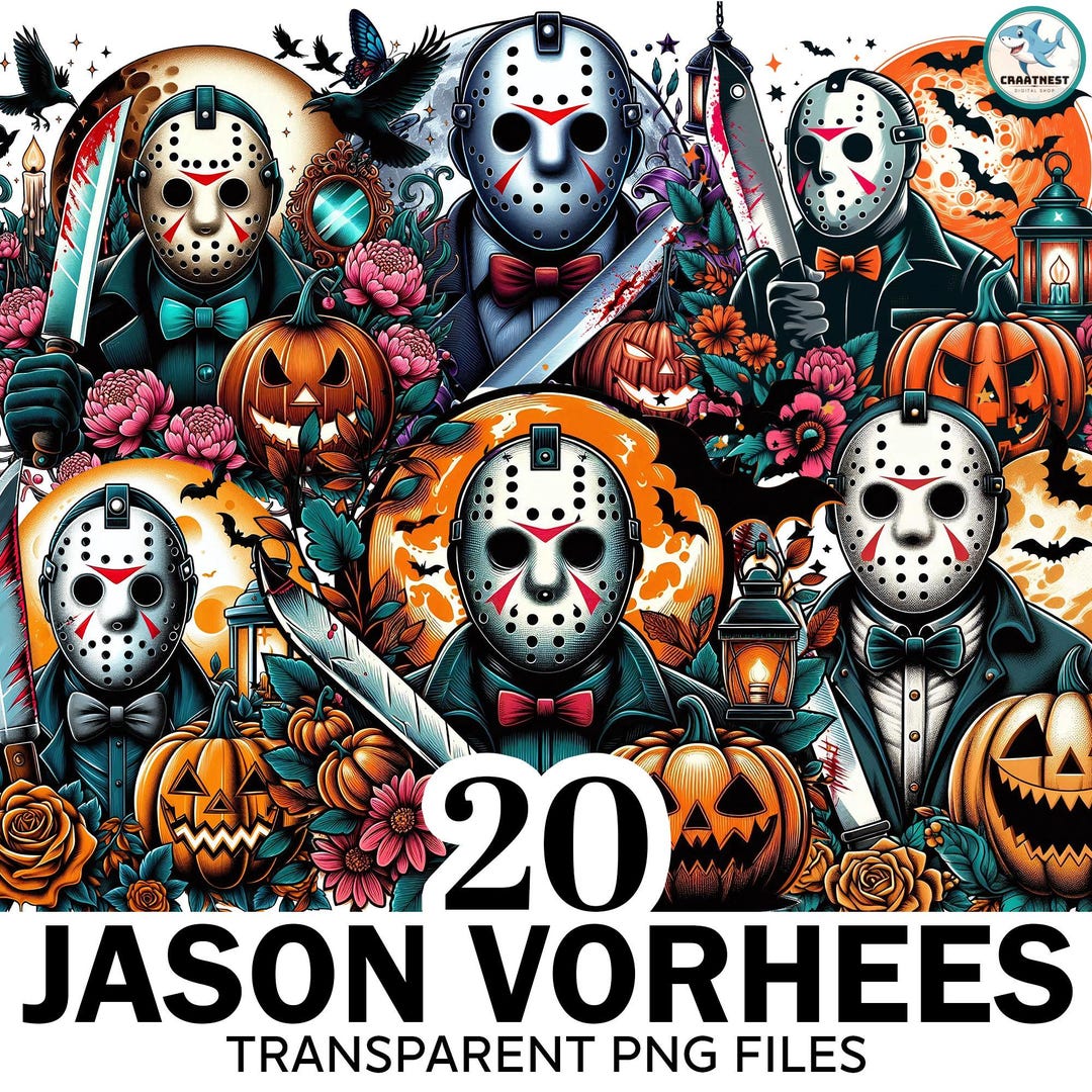 Halloween Jason Clipart Bundle, 20 PNG Jason Vorhees, Slasher Movie ...