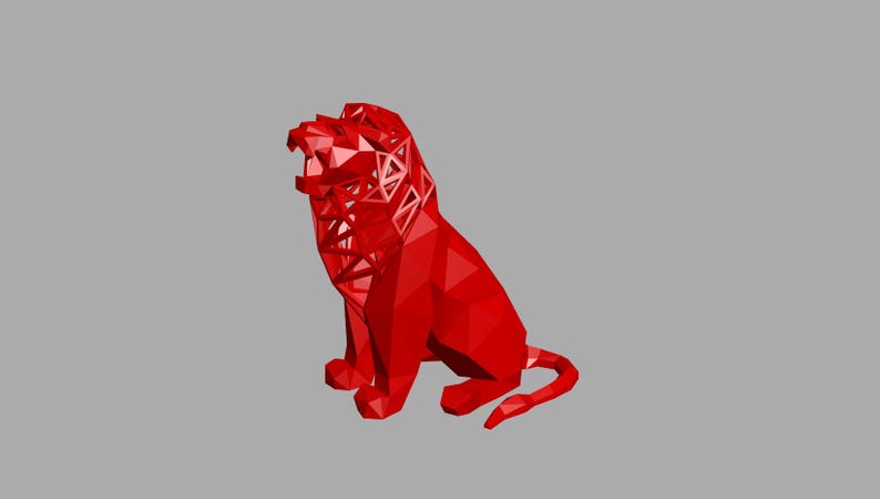 Roaring Lion 3D Print STL File – Low Poly & Wireframe Animal Art ...