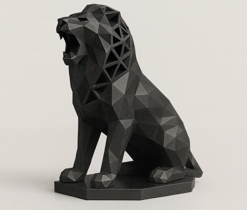 Roaring Lion 3D Print STL File – Low Poly & Wireframe Animal Art ...