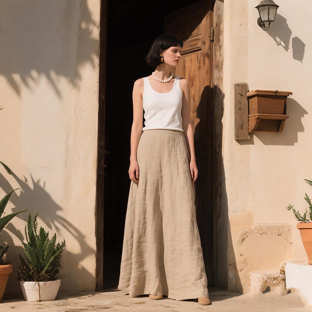 Cotton Linen Maxi Skirt: High Waist A-line Soft Summer Skirt - Etsy