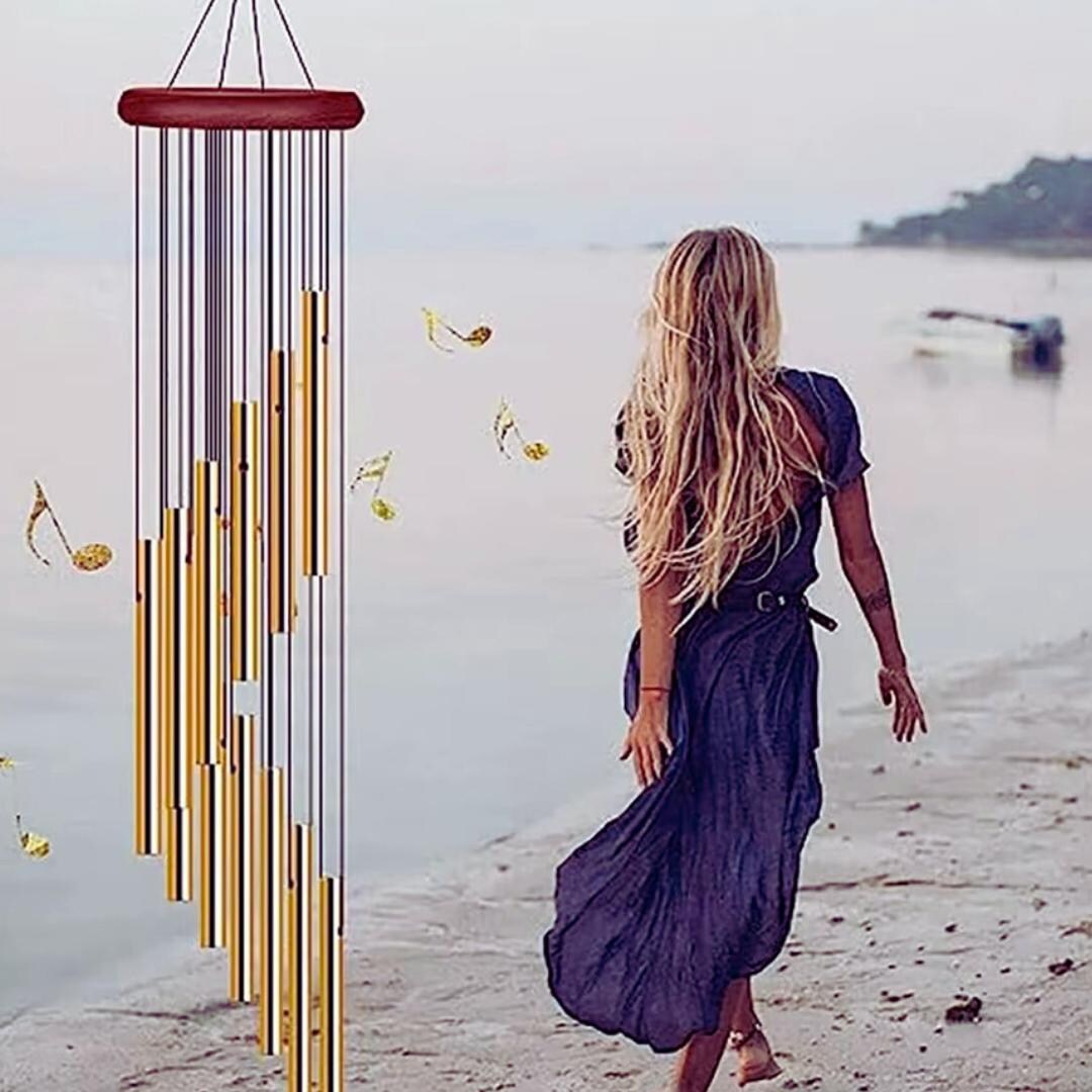 Large Outdoor Wind Chime – Wooden Top With Aluminium Tubes, Soothing ...