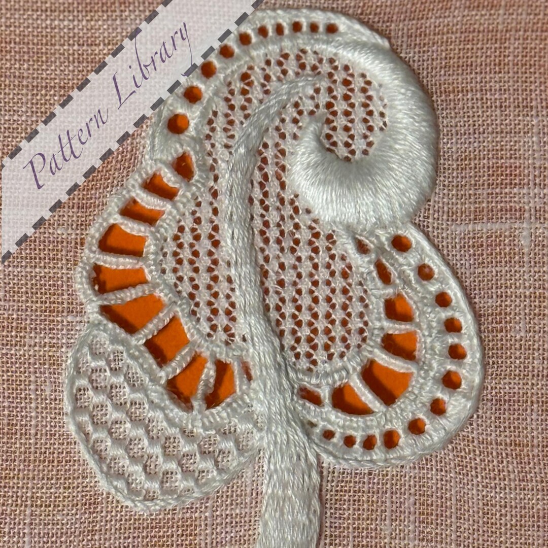 Whitework Paisley Embroidery Pattern (digital Download) - Etsy