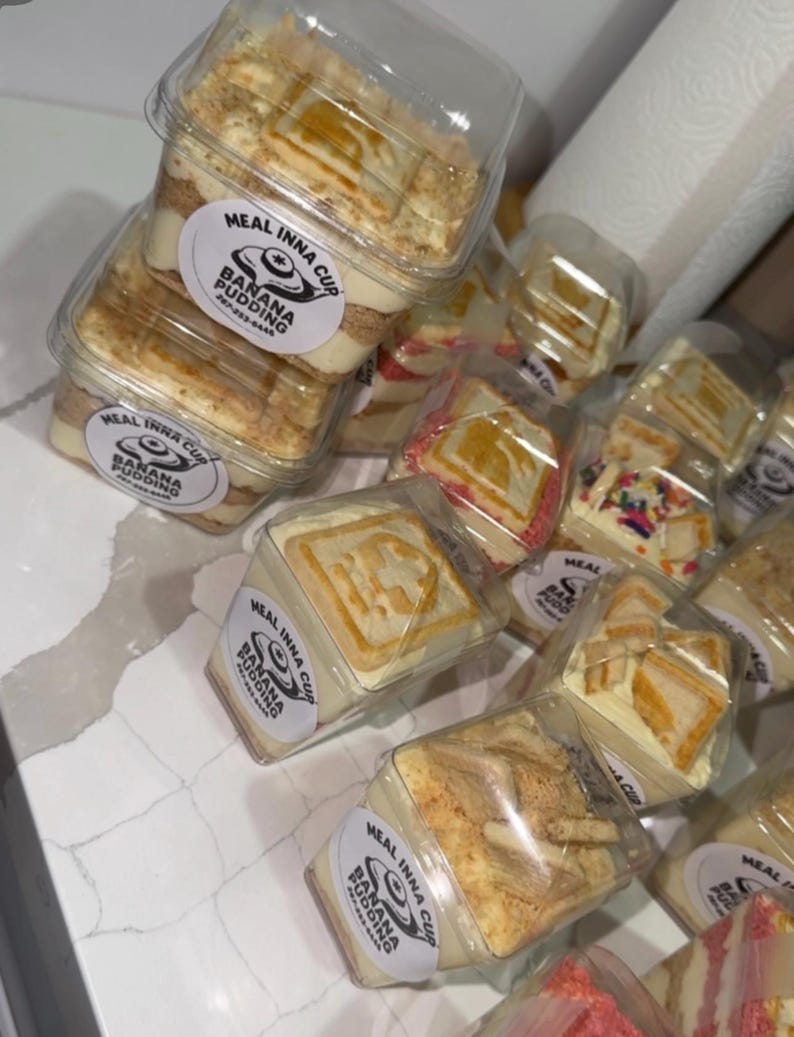 Homemade Banana Pudding Cup Creamy Southern-style Dessert in 5oz & 8oz ...