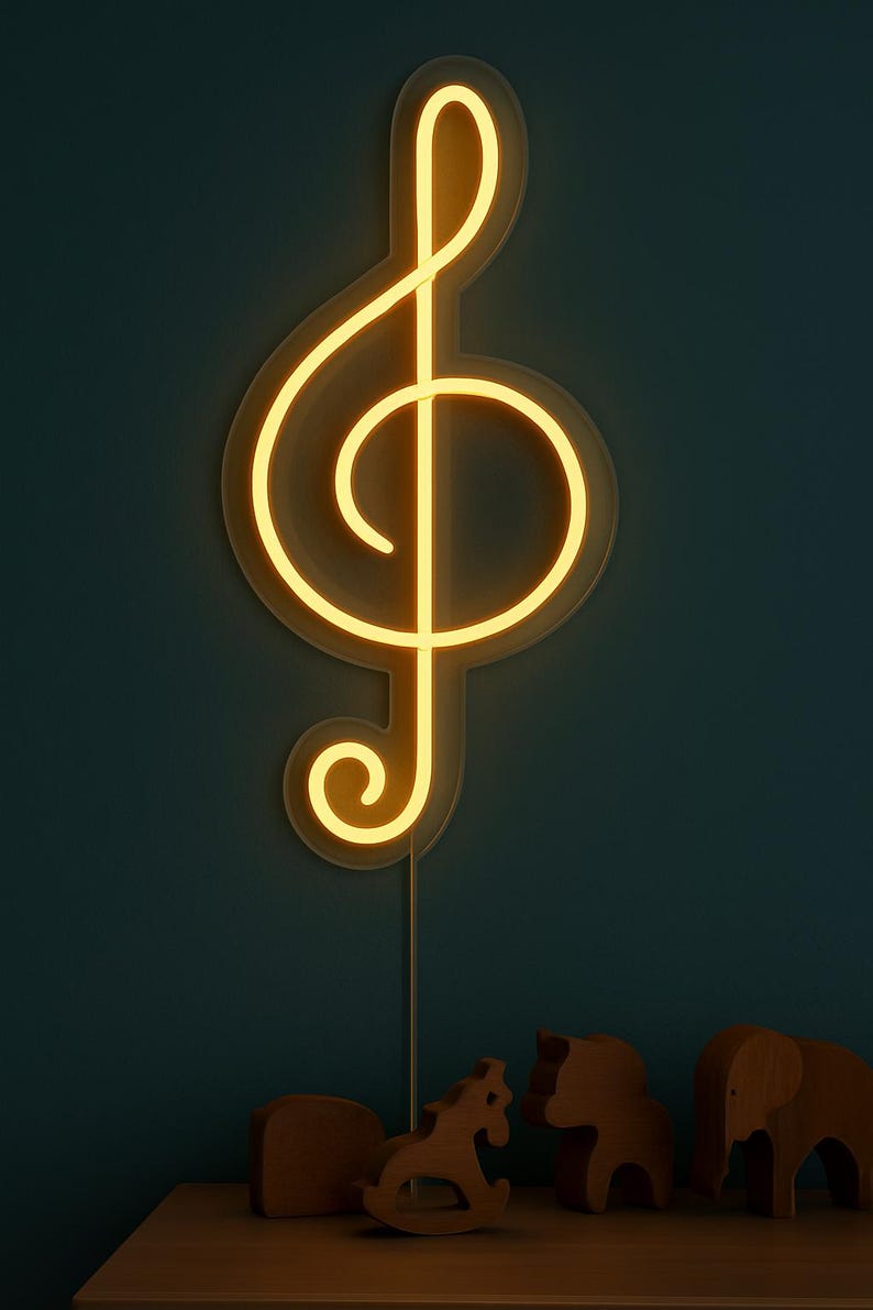 Treble Clef Neon Sign – Music Note LED Wall Light for Studio, Bedroom ...