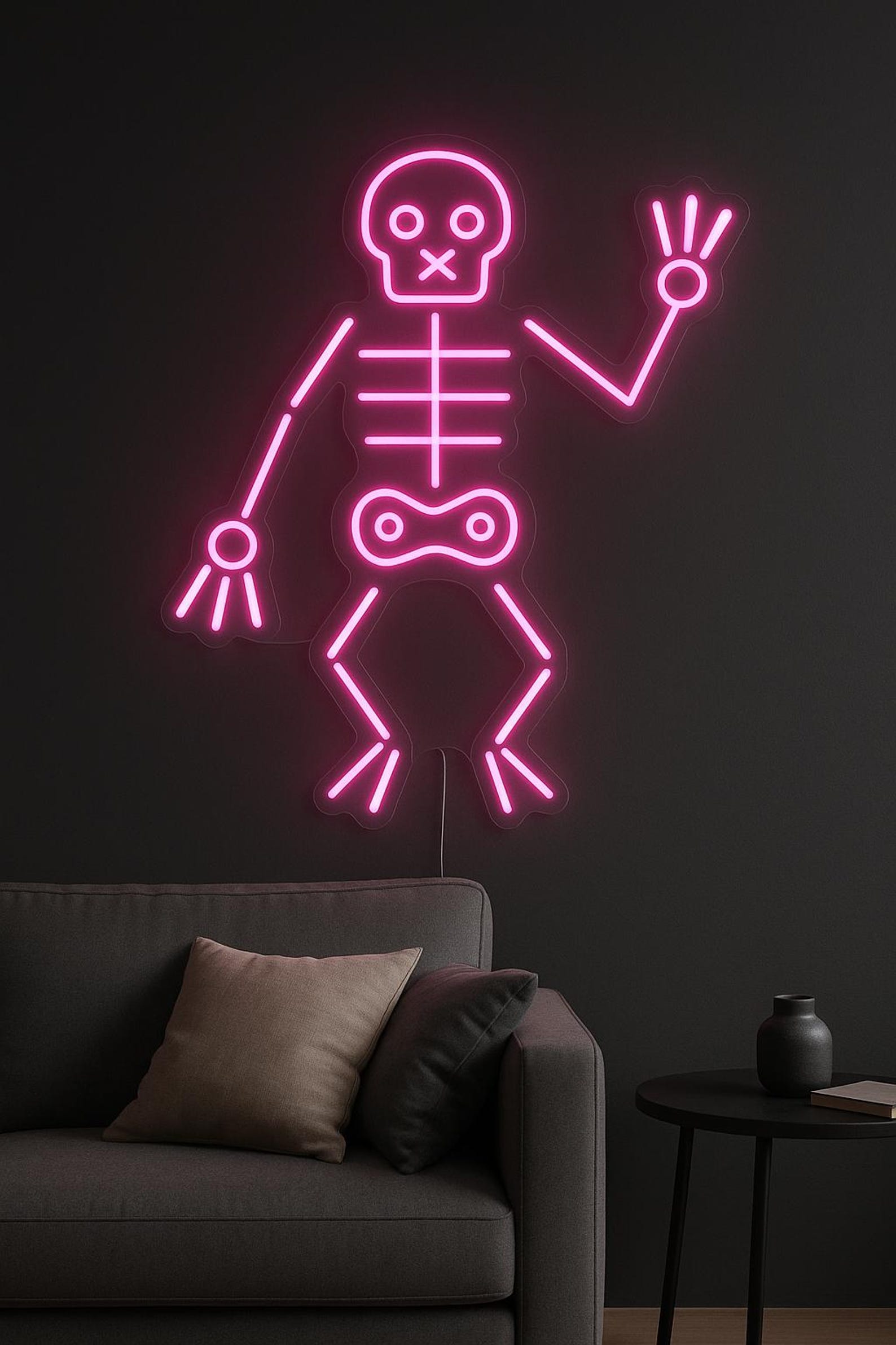 Skeleton Neon Sign – Funny Spooky LED Wall Light for Bedroom, Halloween ...