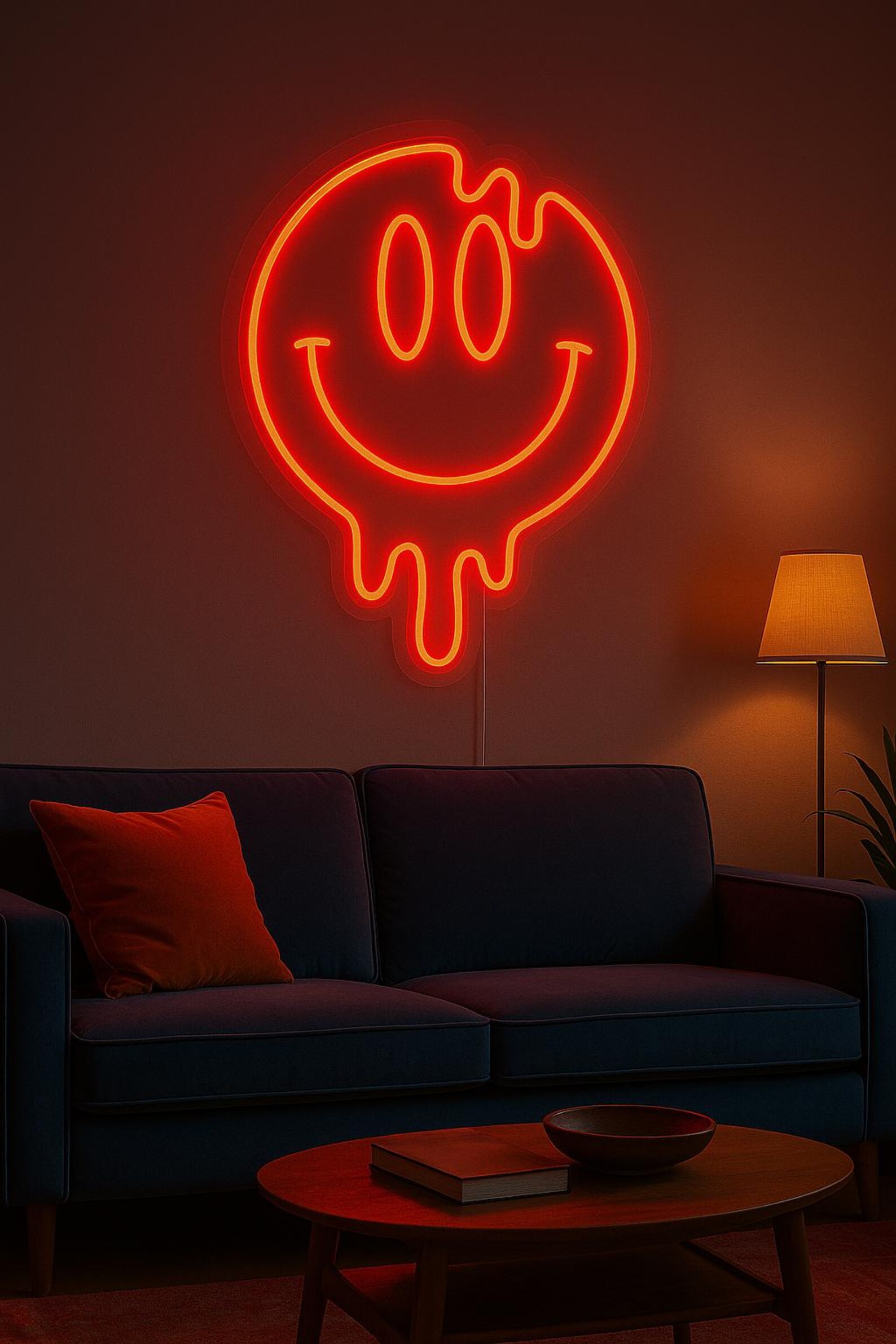 Dripping Smiley Face Neon Sign – Cool Wall Decor for Room, Bar, or ...