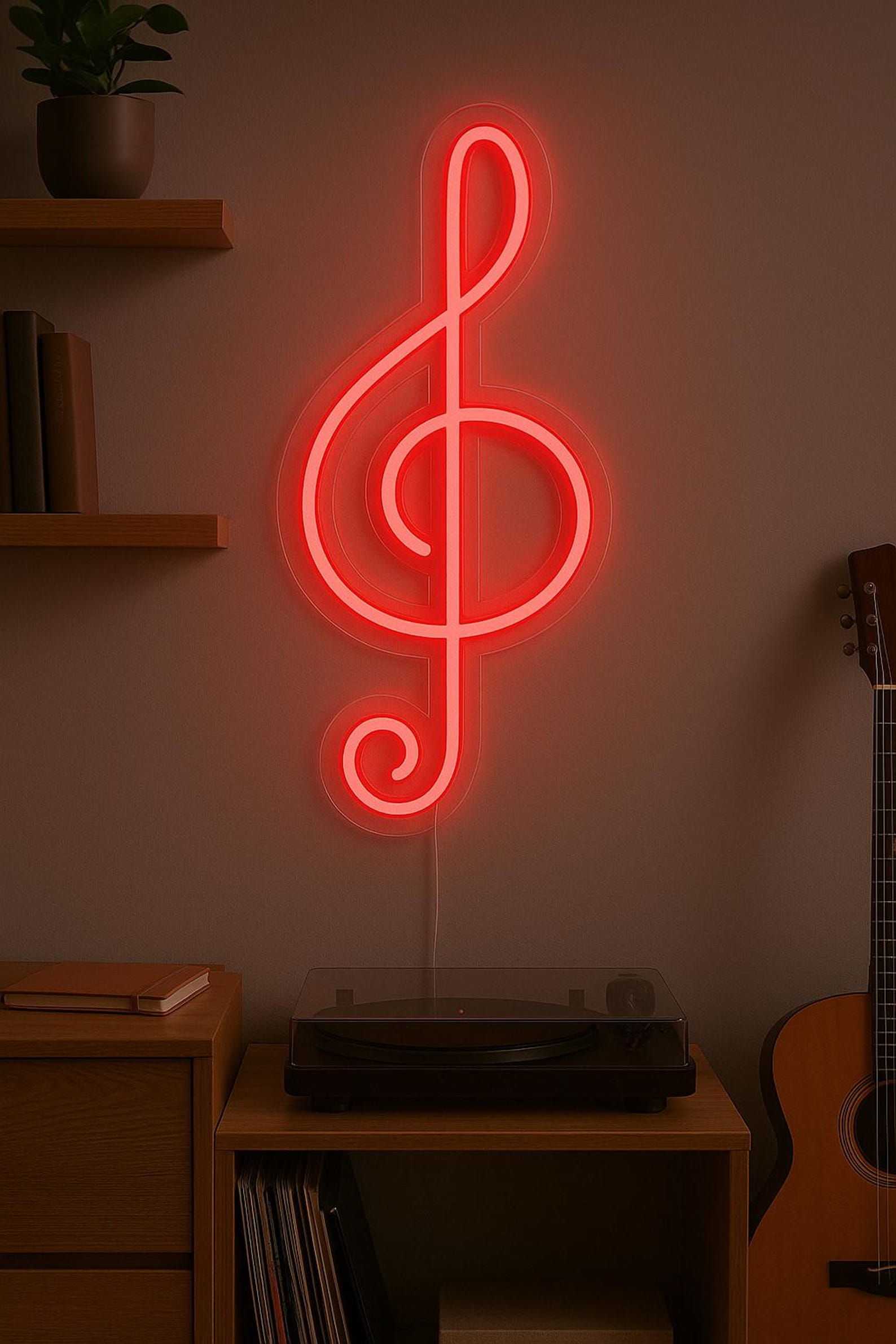 Treble Clef Neon Sign – Music Note LED Wall Light for Studio, Bedroom ...