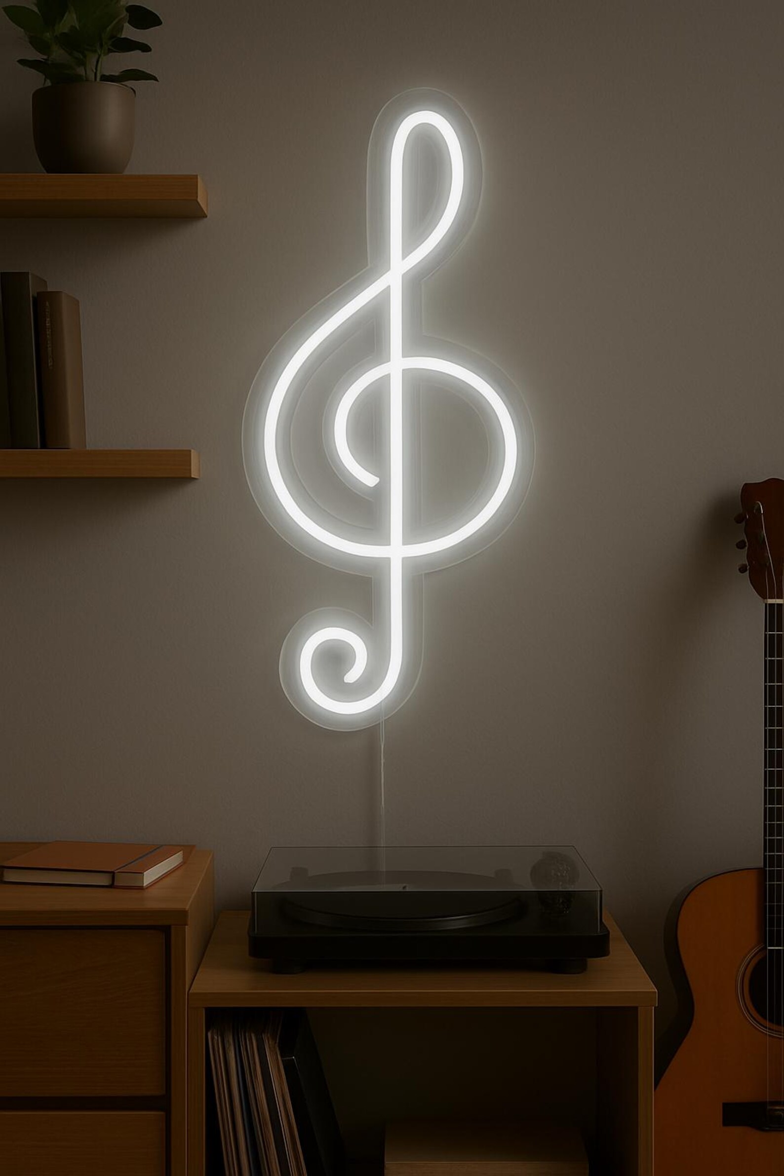 Treble Clef Neon Sign – Music Note LED Wall Light for Studio, Bedroom ...