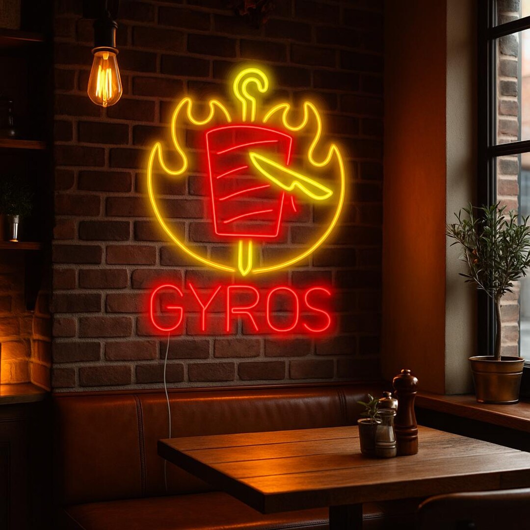 Gyros Neon Sign – Greek Street Food LED Light, Kebab Shop Decor, Fast ...