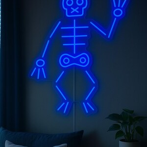 Skeleton Neon Sign – Funny Spooky LED Wall Light for Bedroom, Halloween ...