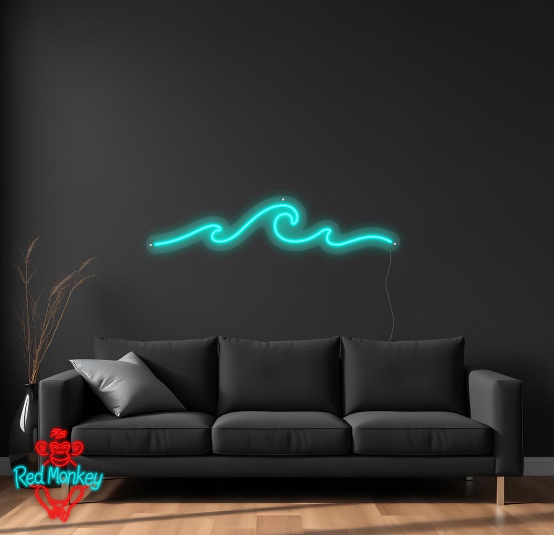 Wave Neon Sign - LED Neon Sign, Wall Decor, Wall Sign, LED Neon Sign ...