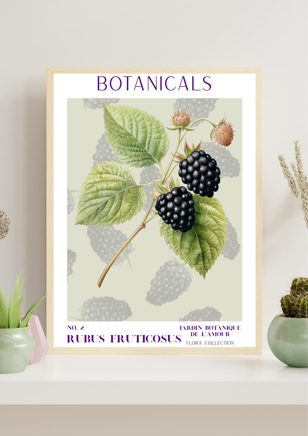 Blackberry Botanical Print | Vintage Floral Wall Art | Digital Download ...