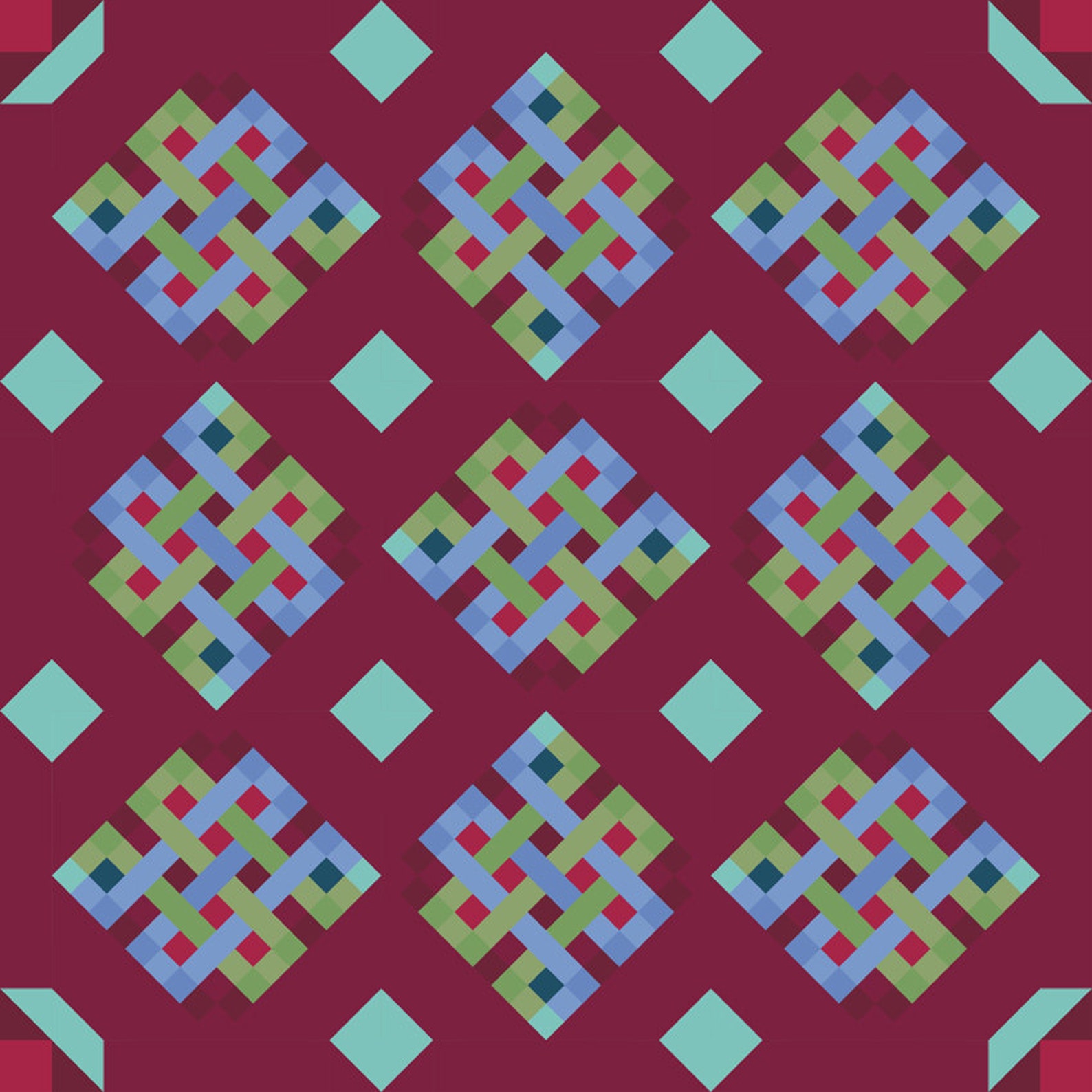 Mosaic Endless Knot Patchwork Quilt Block Pattern - Etsy