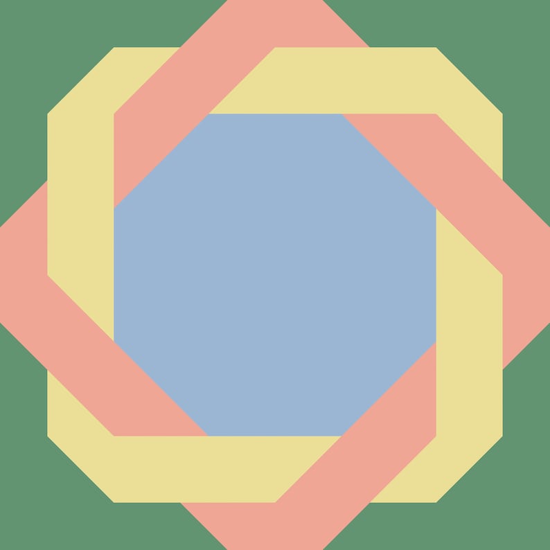 Octagon Rose Patchwork Quilt Block Pattern - Etsy