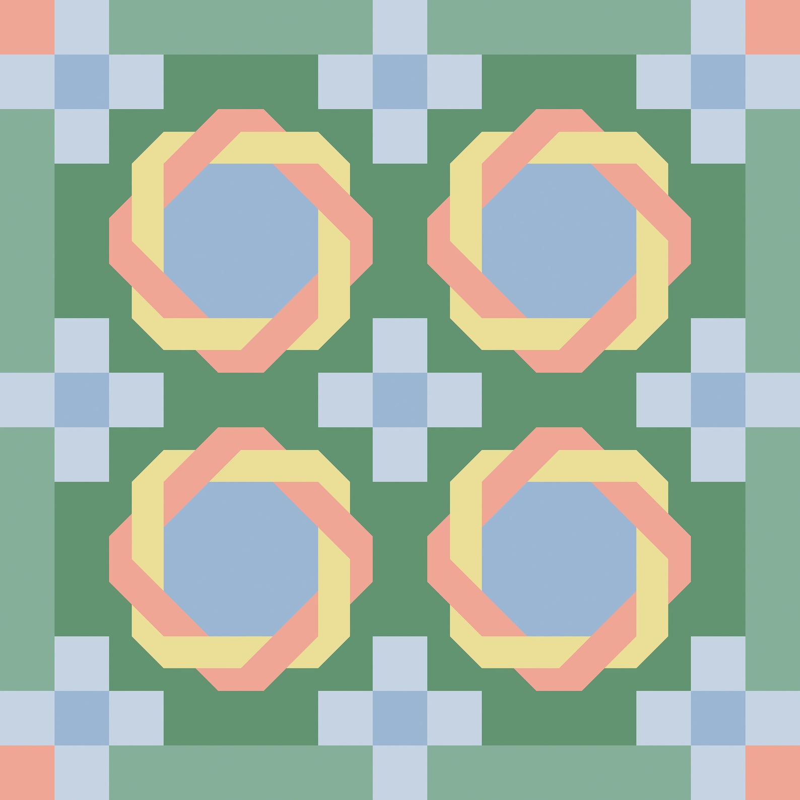 Octagon Rose Patchwork Quilt Block Pattern - Etsy