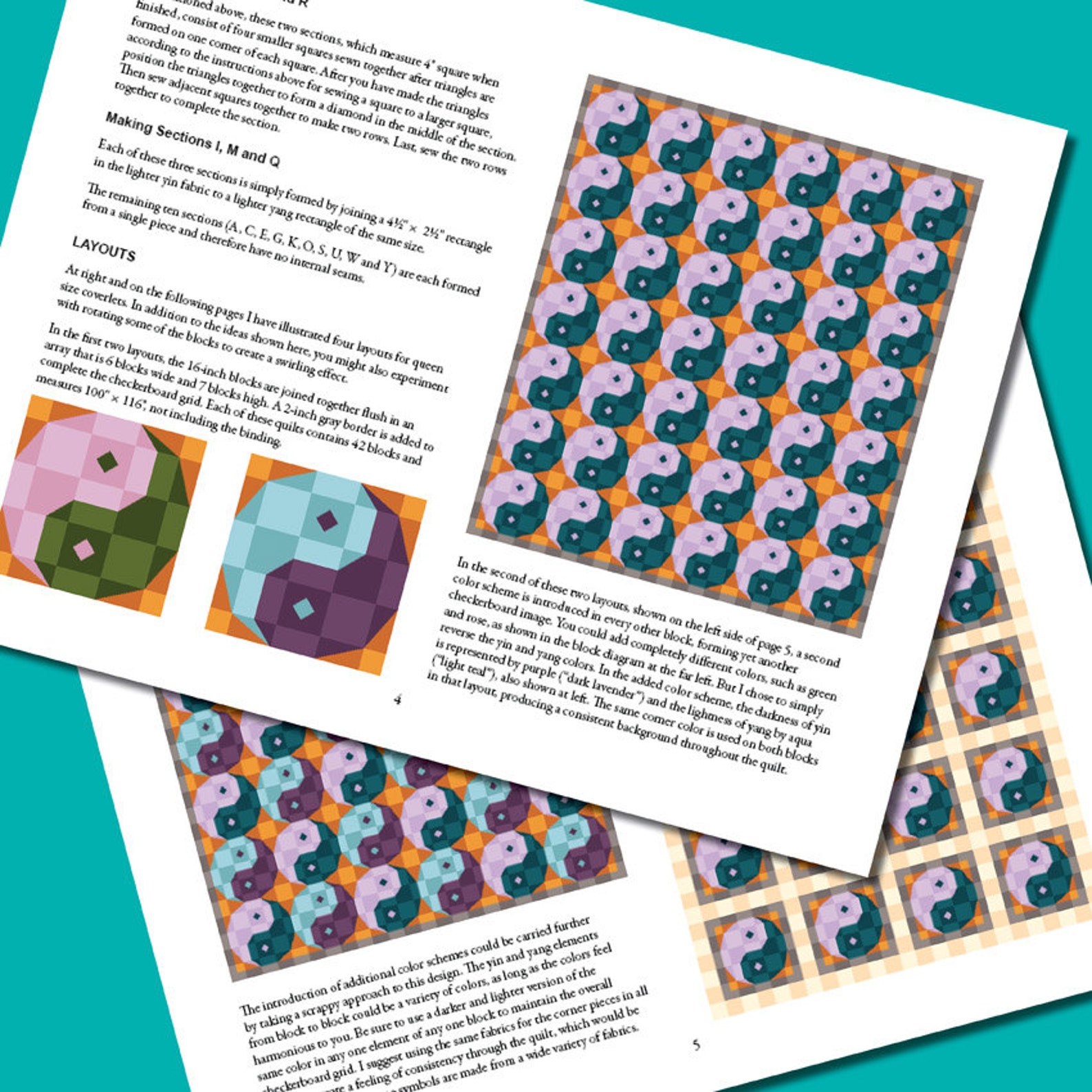 Yin Yang Checkerboard Patchwork Quilt Block Pattern - Etsy