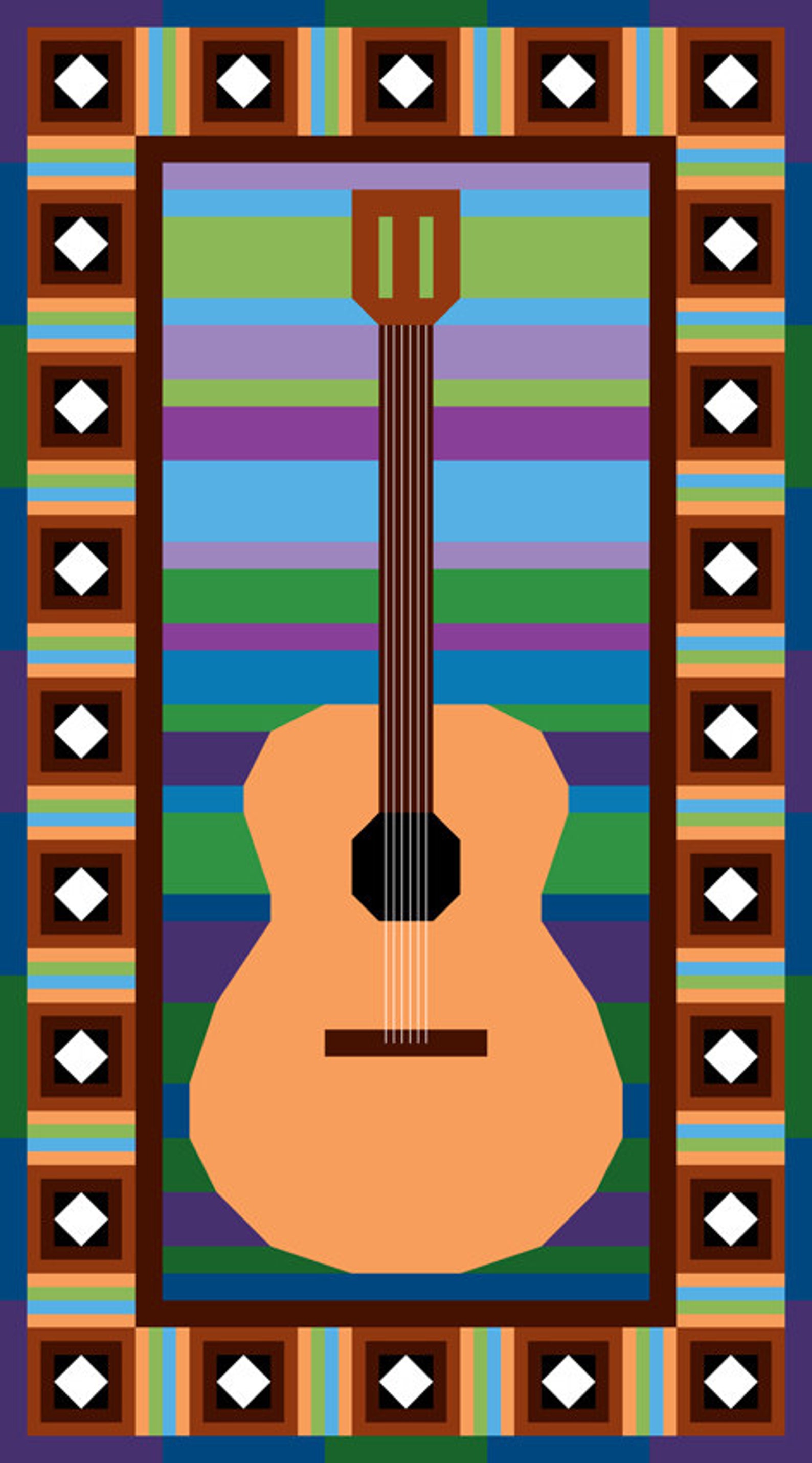 Solo Guitar Patchwork Quilt Art Pattern - Etsy