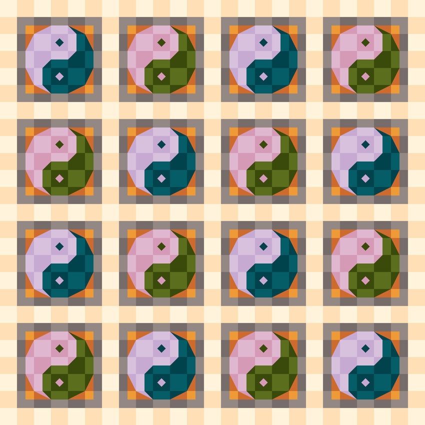 Yin Yang Checkerboard Patchwork Quilt Block Pattern - Etsy